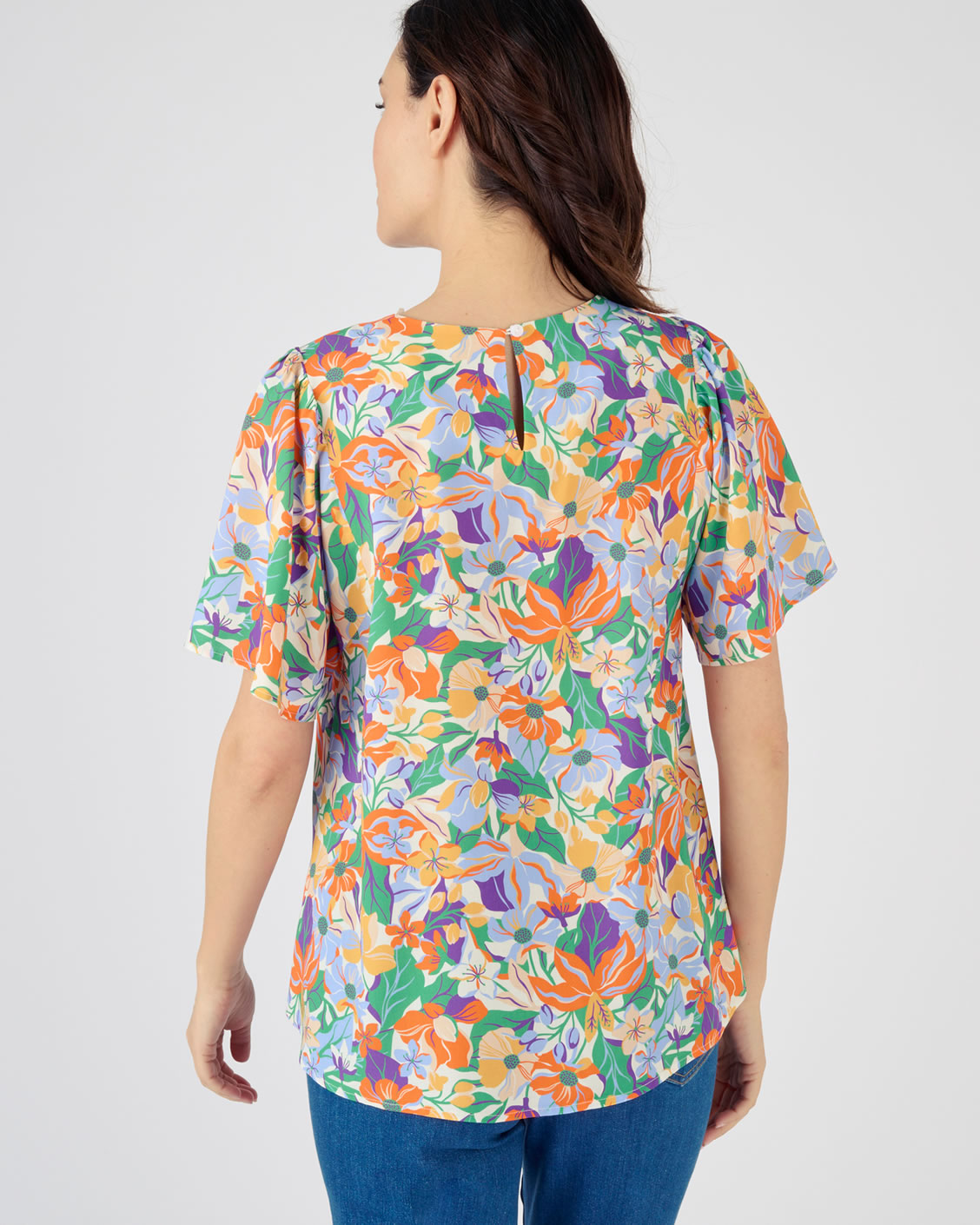 Bedrukte top met vlindermouwen, Climatyl® - Tuniek, Topjes - Damart België